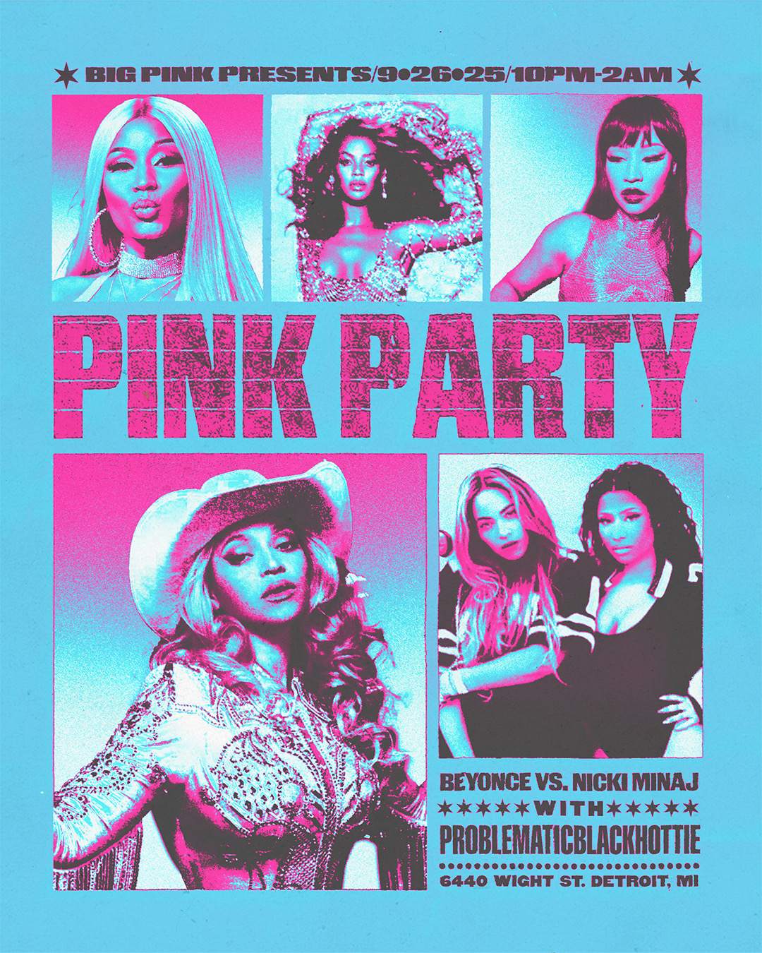 PINK PARTY: NICKI VS BEYONCE (WEAR PINK = FREE ENTRY) at Big Pink, Detroit