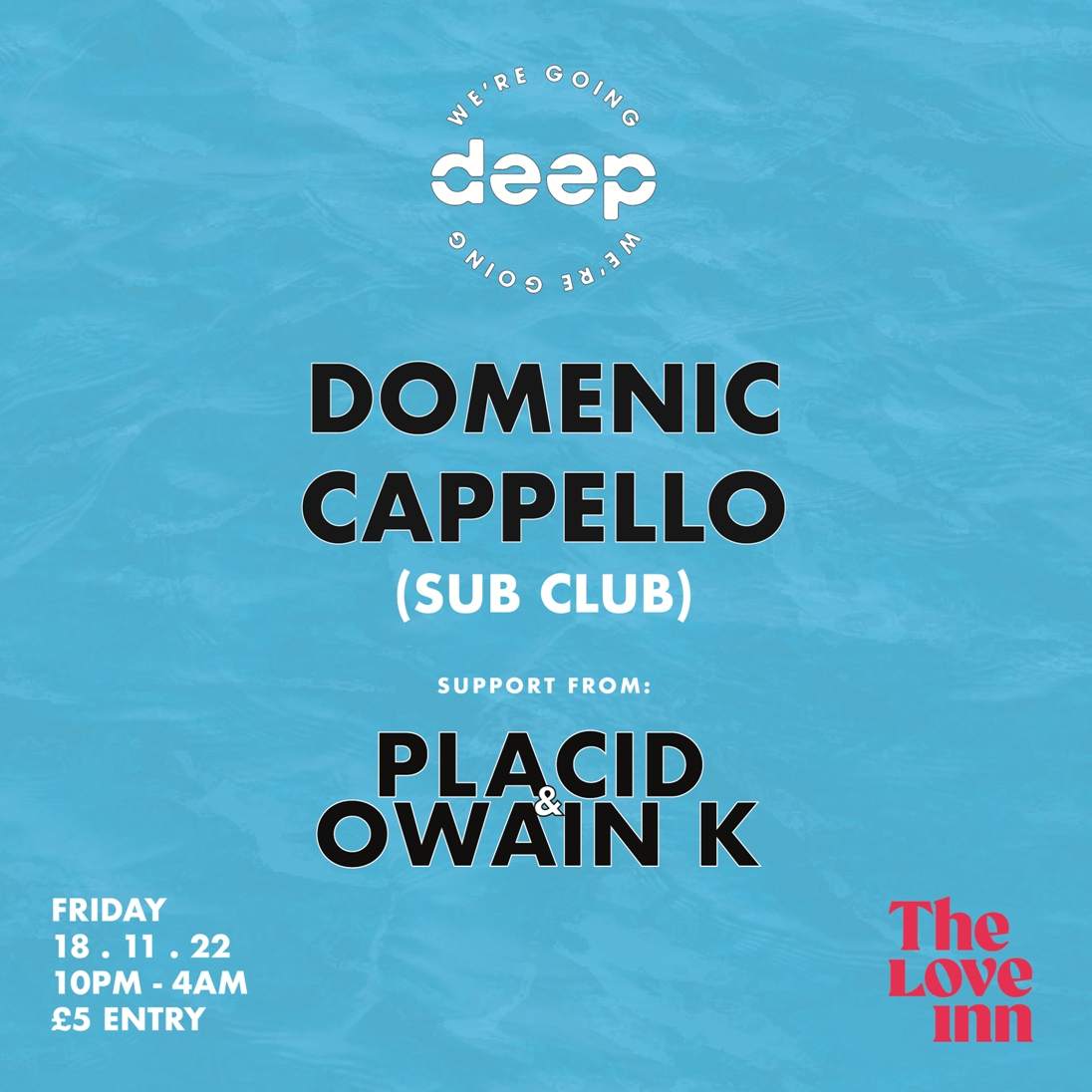 We're Going Deep ft Domenic Cappello (Sub Club) at The Love Inn, Bristol