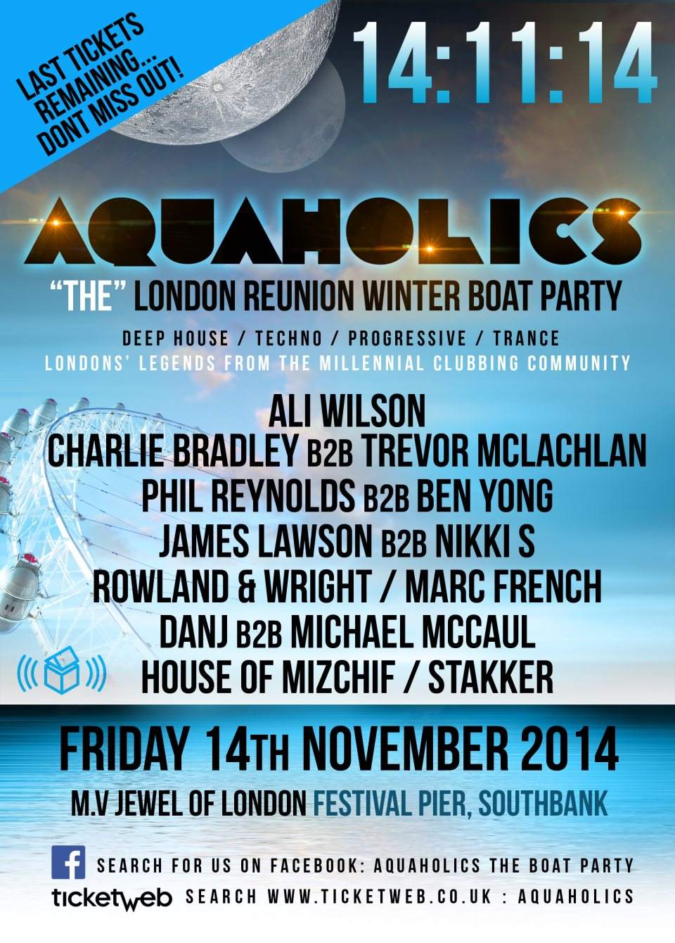 Aquaholics - 'The' Boat Party Feat. Ali Wilson at MV Jewel Of London ...
