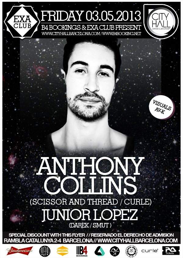 EXA Club & B4bookings present Anthony Collins + Junior Lopez bei City Hall, Barcelona