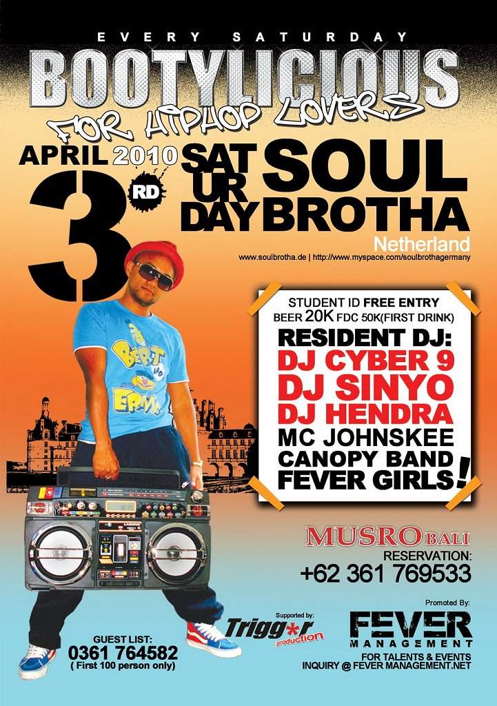 Bootylicious For Hip Lovers - Soul Brotha at TBA - Indonesia, Indonesia