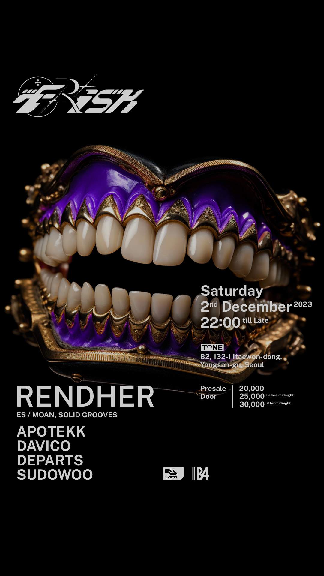 FRISK: Rendher (ES / Moan, Solid Grooves) at TONE SEOUL, Seoul