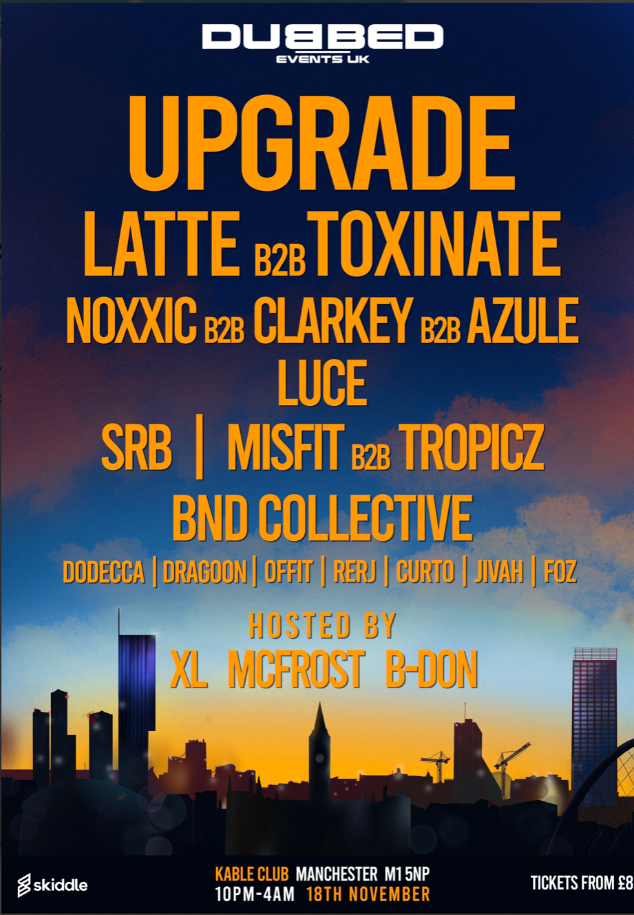 Dubbed Events: Upgrade, Latte and Toxinate at Kable Club, Manchester