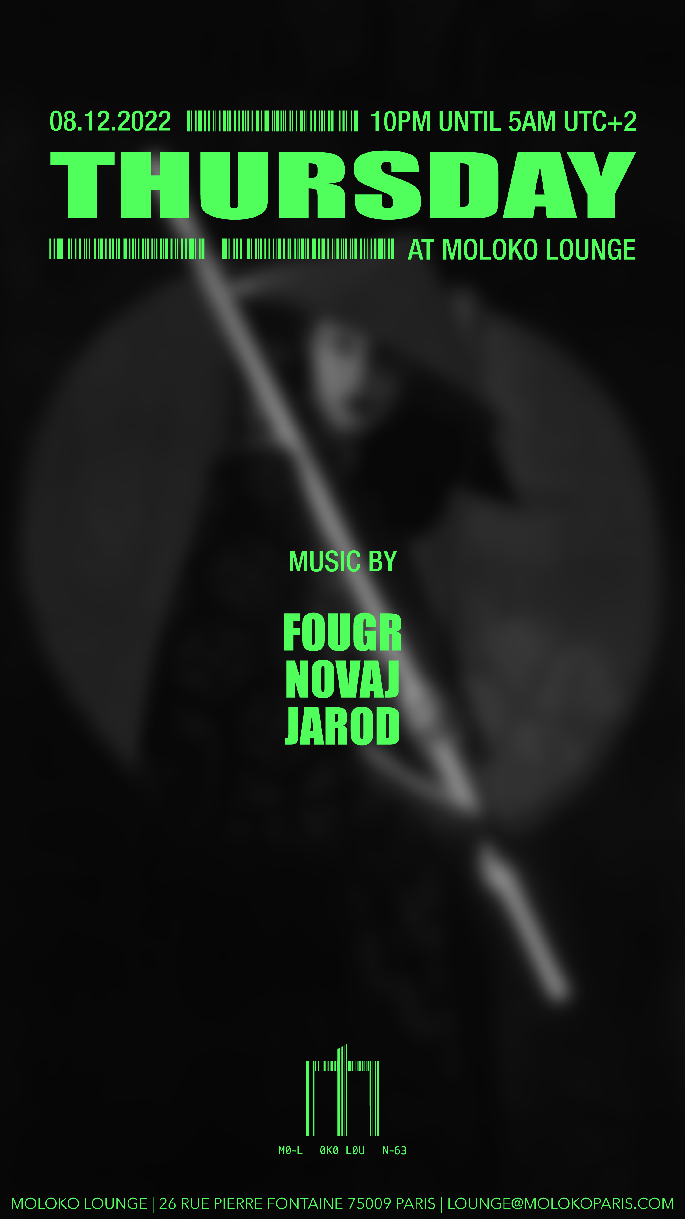 Moloko Lounge Thursday - Jarod / foug_r / novaj____ bei Moloko Paris, Paris