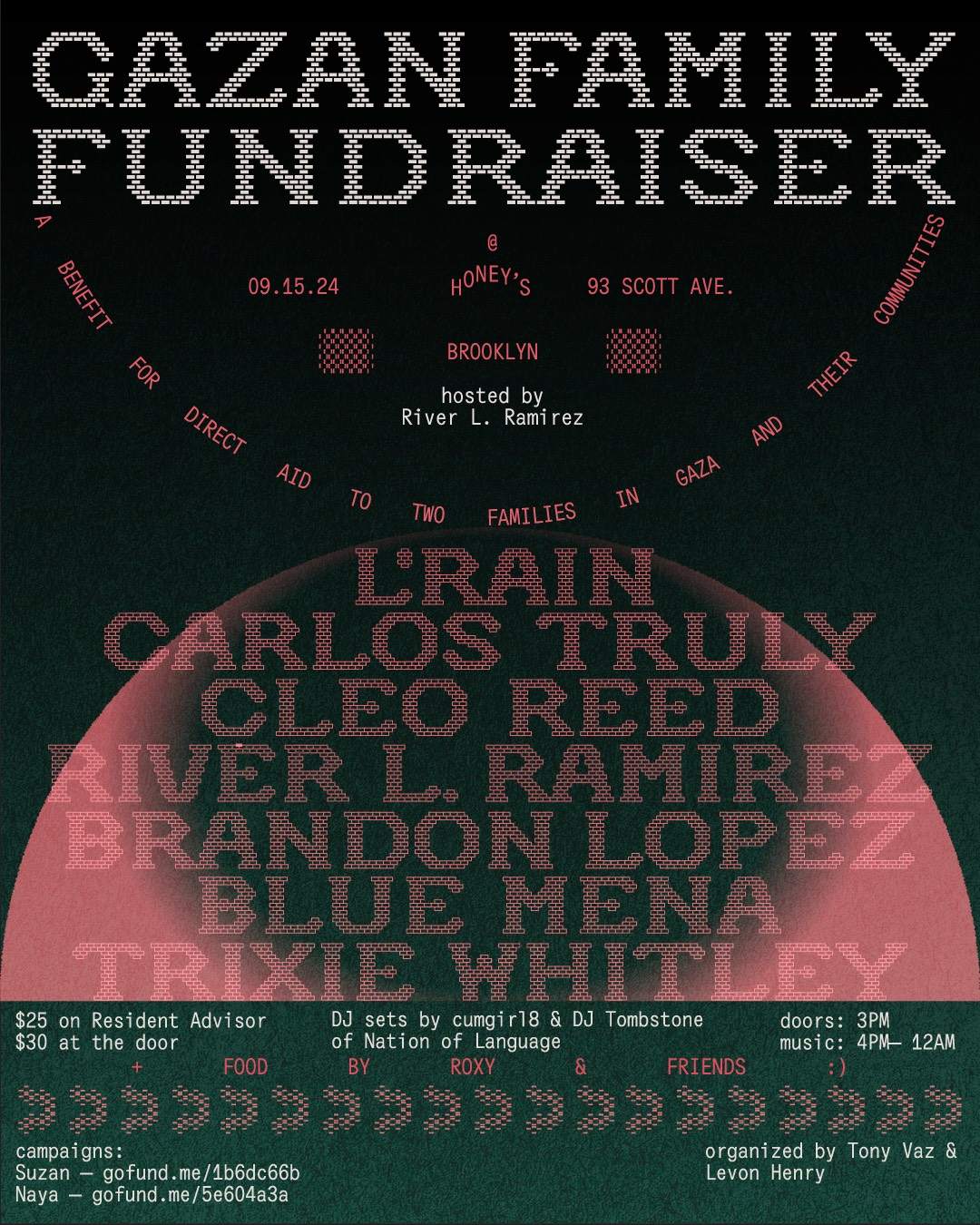 Gazan Family Fundraiser: A Direct Aid Benefit Show at Honey's, New York ...