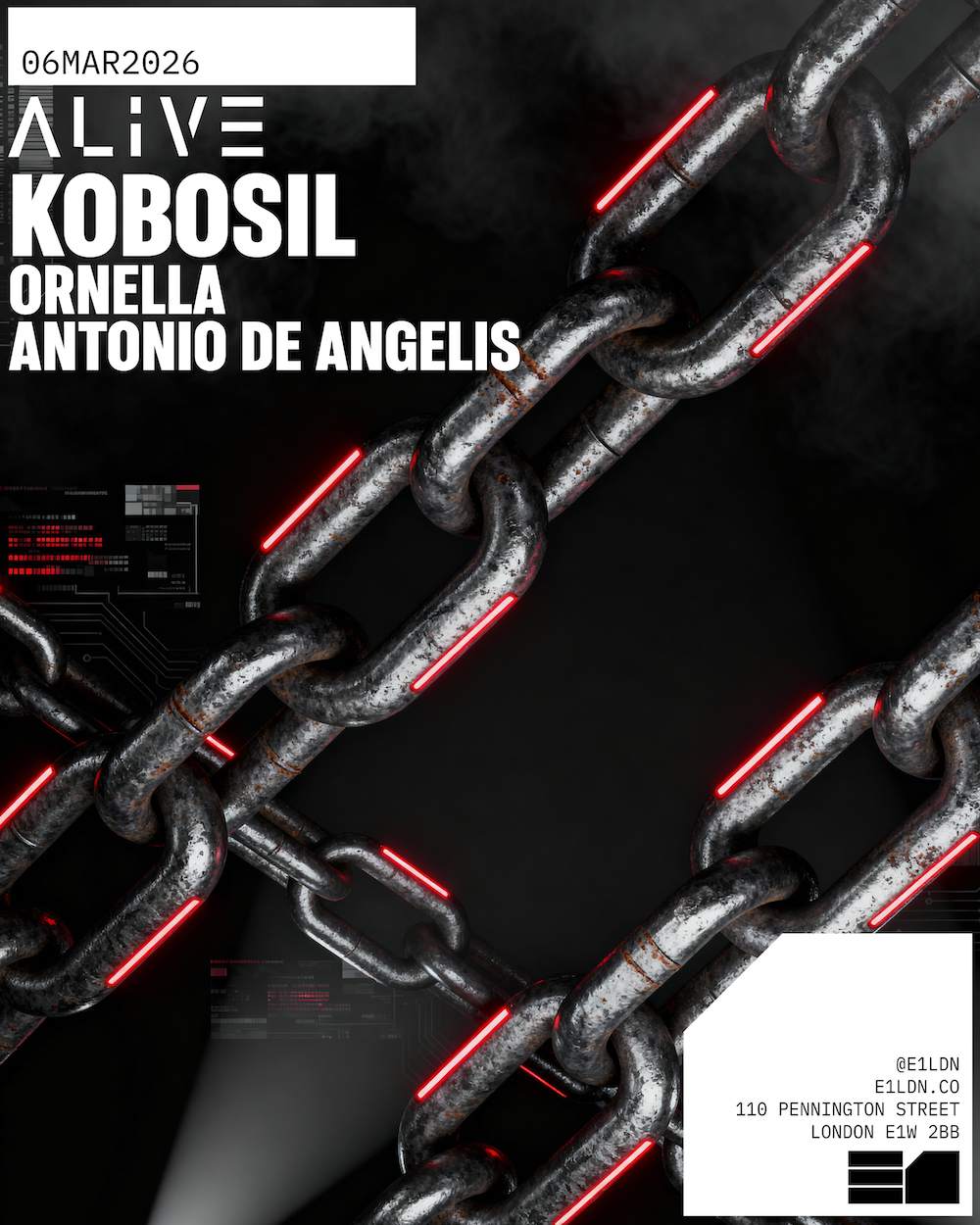 ALIVE: Kobosil, Ornella at E1, London