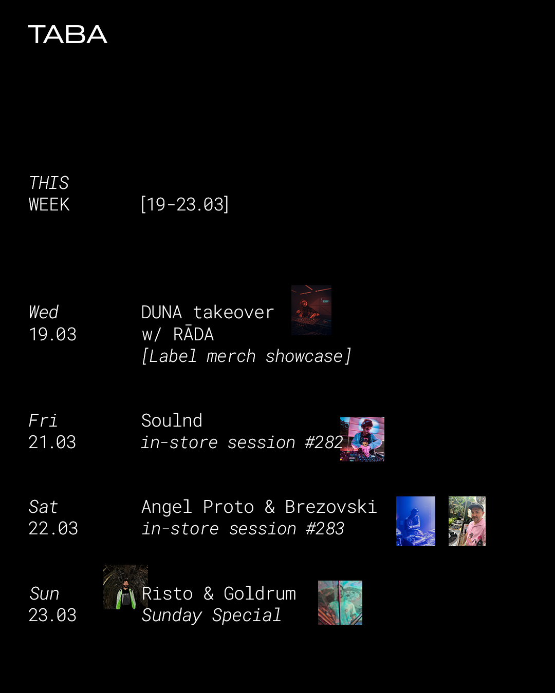 DUNA takeover with RĀDA [Label merch showcase] at Taba Record Store, Sofia