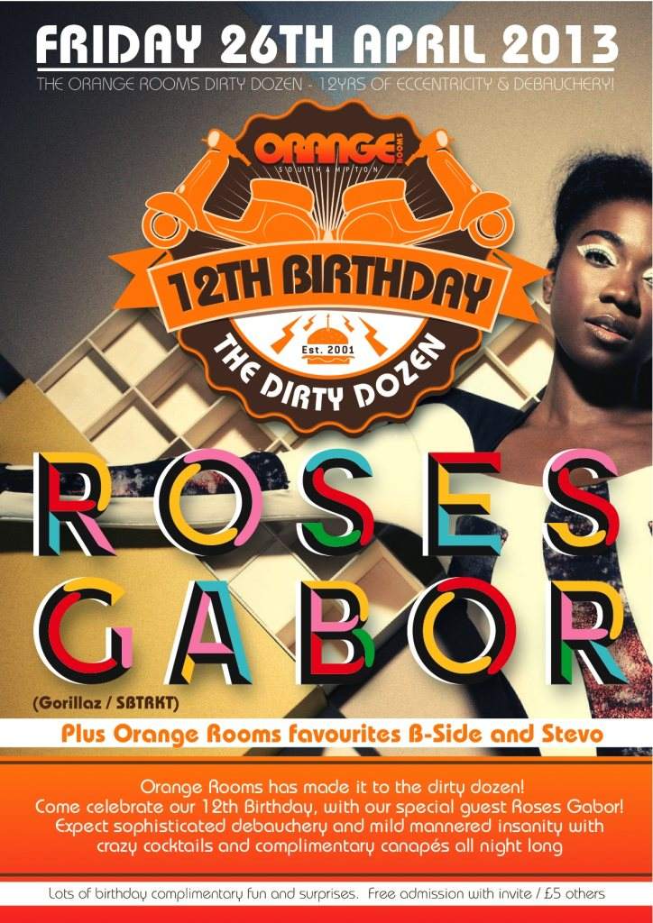 Orange Rooms 12th Birthday Feat. Roses Gabor en Orange Rooms, South + East