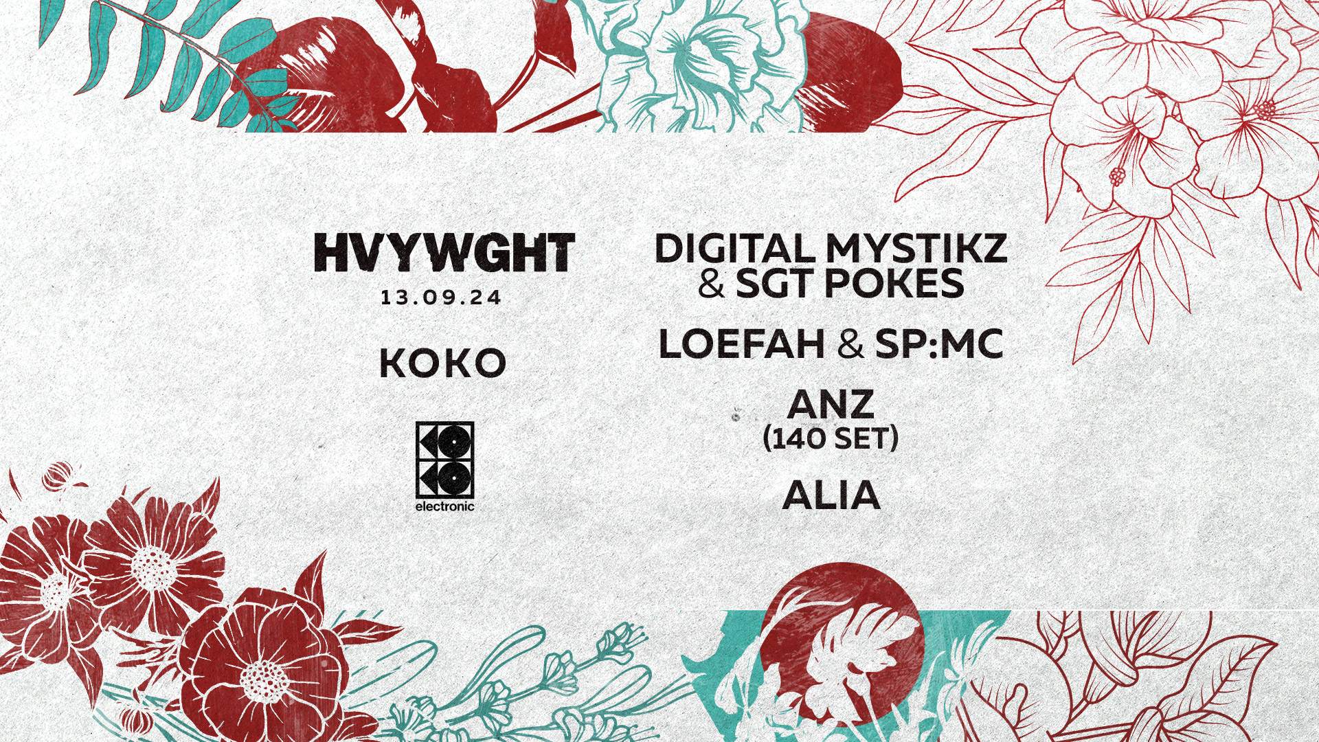 HVYWGHT: Digital Mystikz (Mala & Coki), Loefah, Anz + more at KOKO, London
