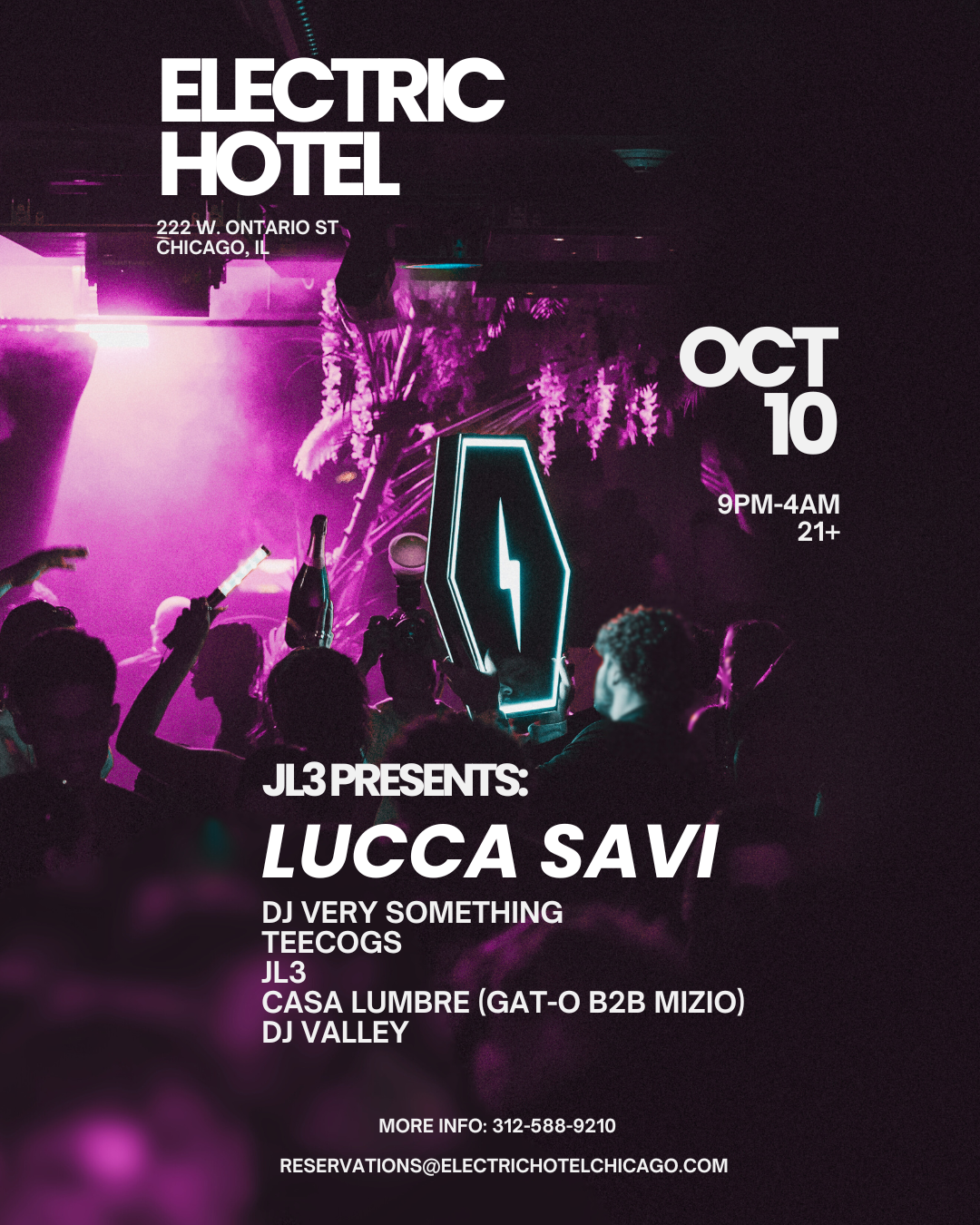 JL3 presents Lucca Savi bei Electric Hotel Chicago, Chicago