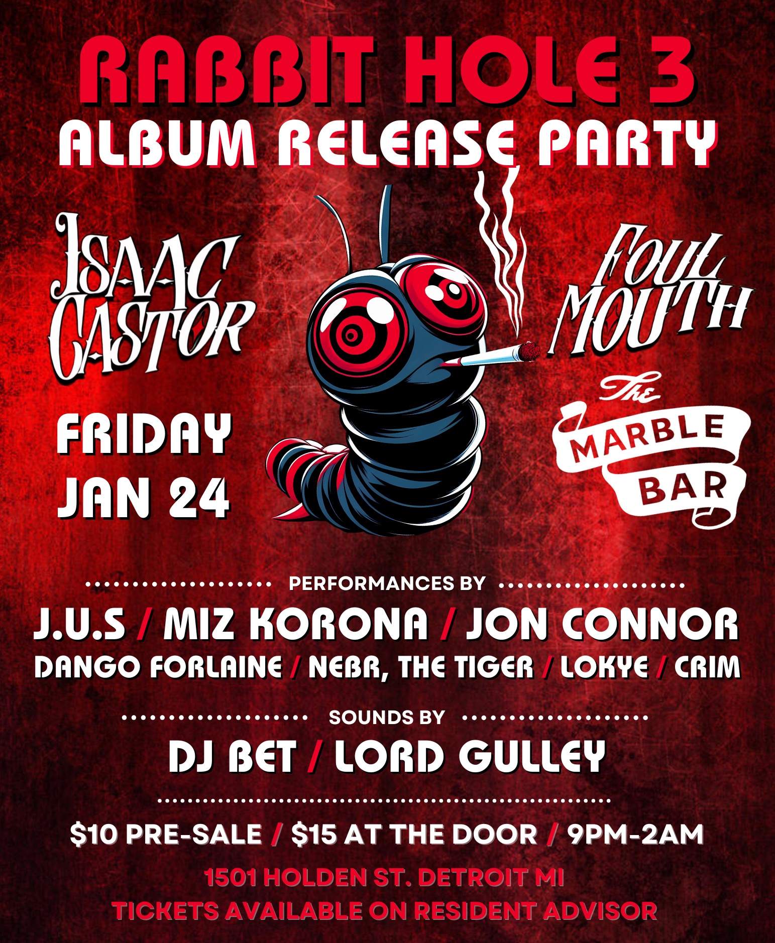 Rabbit Hole 3: Isaac Castor Album Release at Marble Bar, Detroit