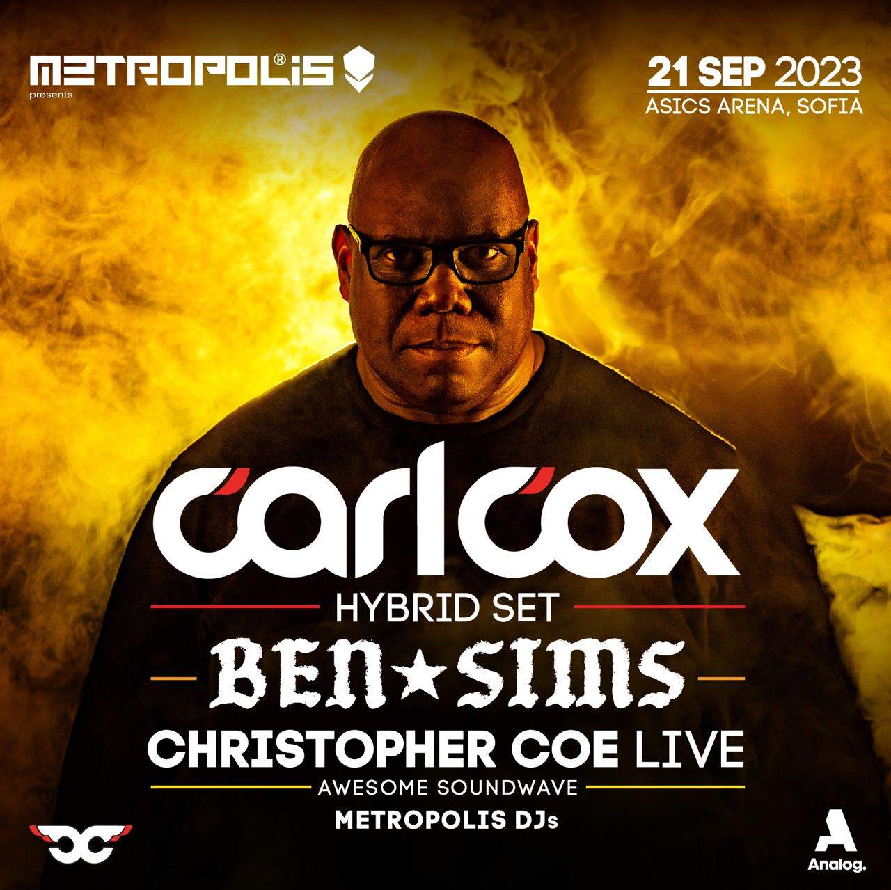 Metropolis presents Carl Cox, Ben Sims, Christopher Coe at Asics Arena ...