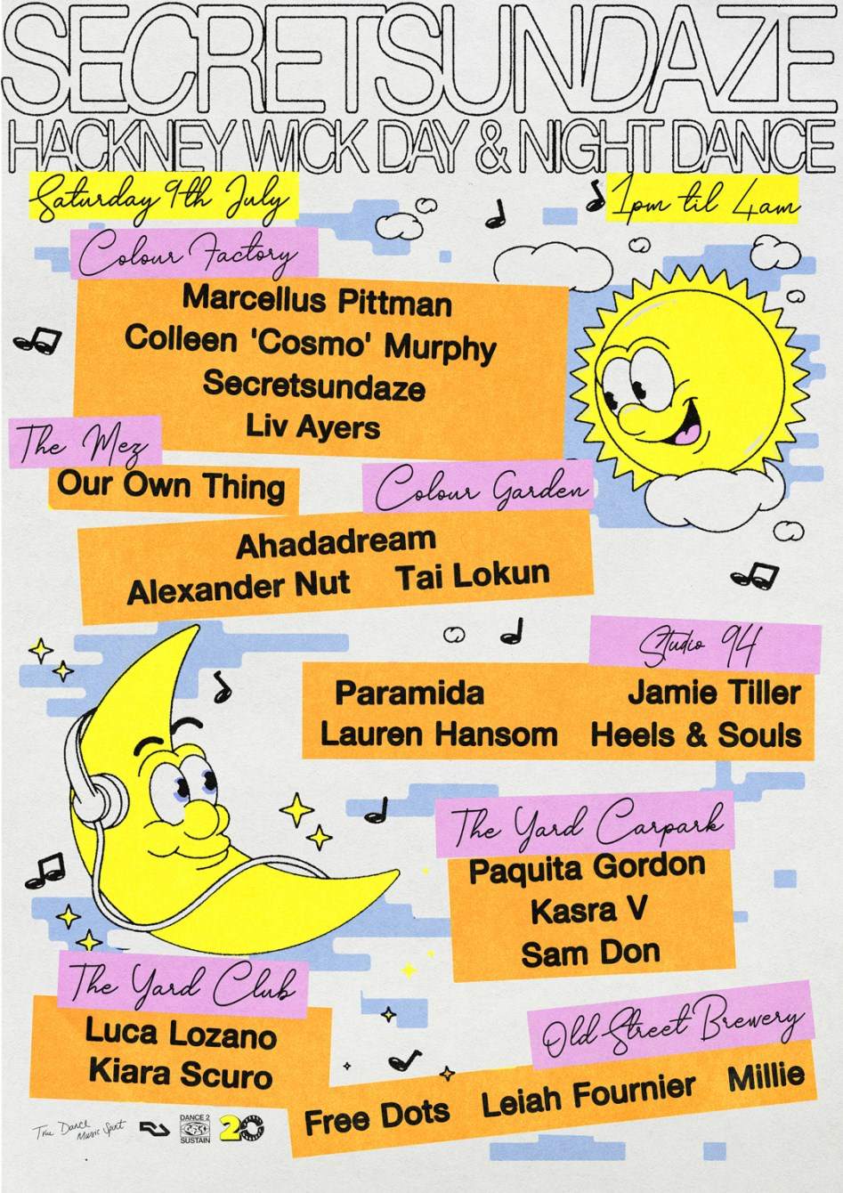 Secretsundaze Day & Night, Multi-Venue Hackney Wick Dance em Colour ...