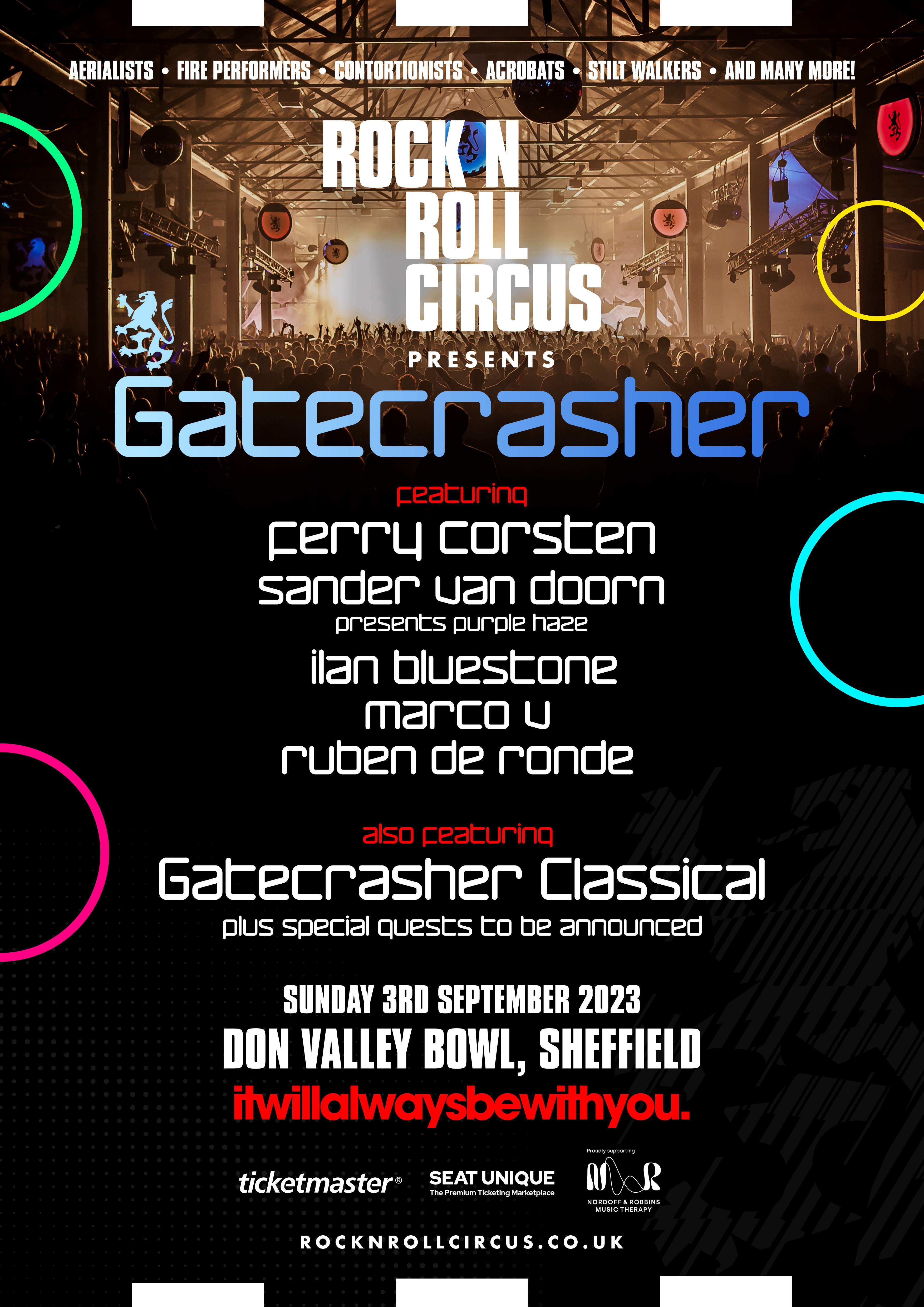 Rock N Roll Circus presents Gatecrasher at Don Valley Bowl, Sheffield