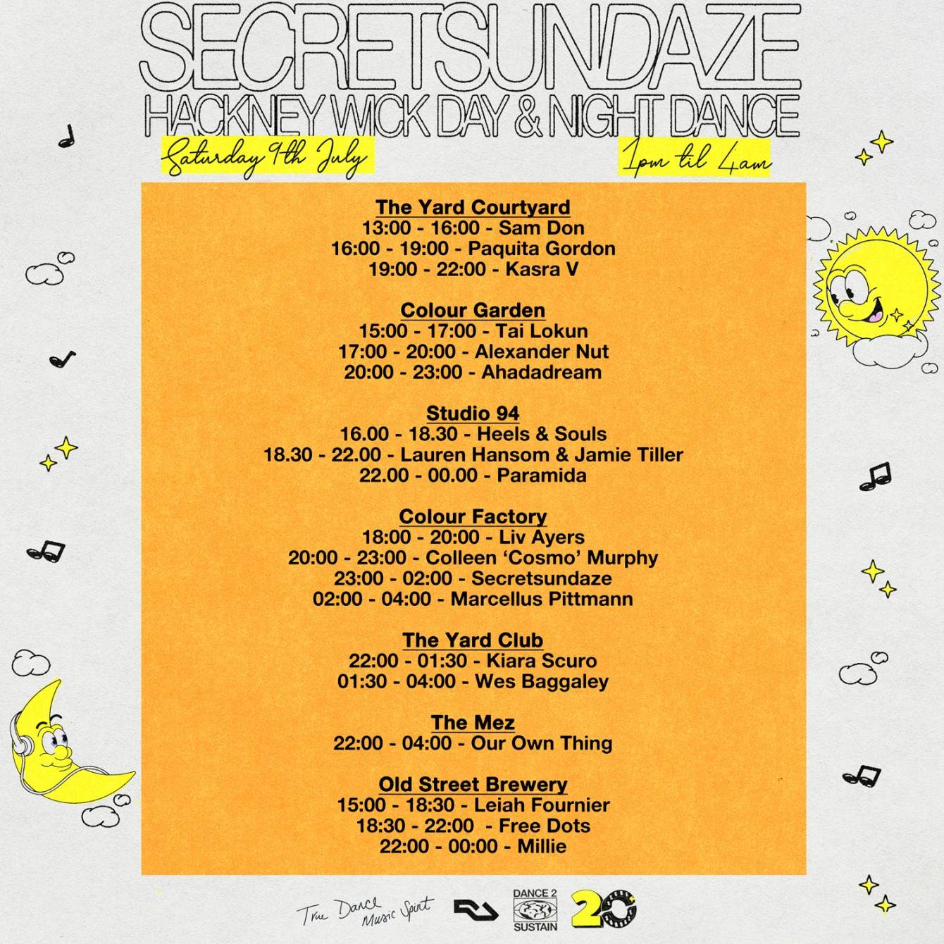 Secretsundaze Day & Night, Multi-Venue Hackney Wick Dance em Colour ...