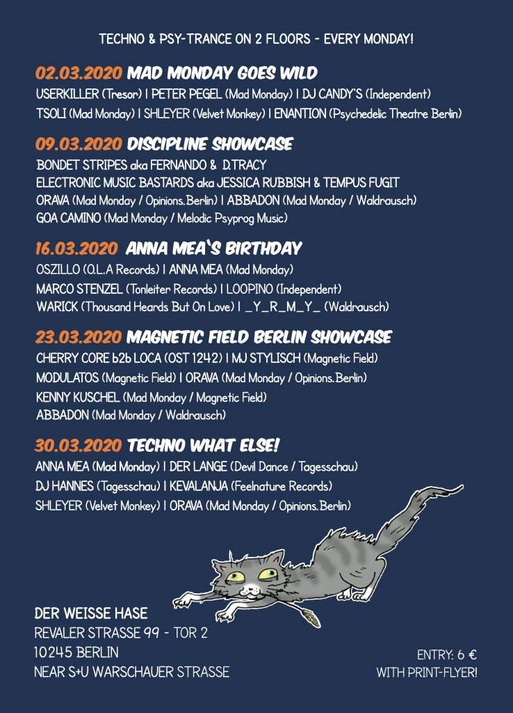 Mad Monday presents Discipline Showcase em Der Weiße Hase, Berlin