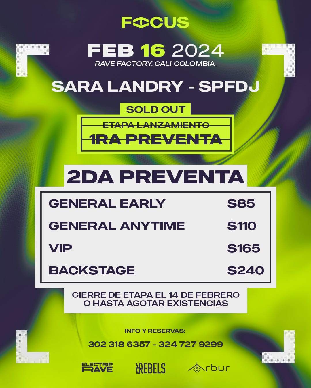 FOCUS CALI - Sara Landry + SPFDJ en TBA - CALI - RAVE FACTOY, Cali