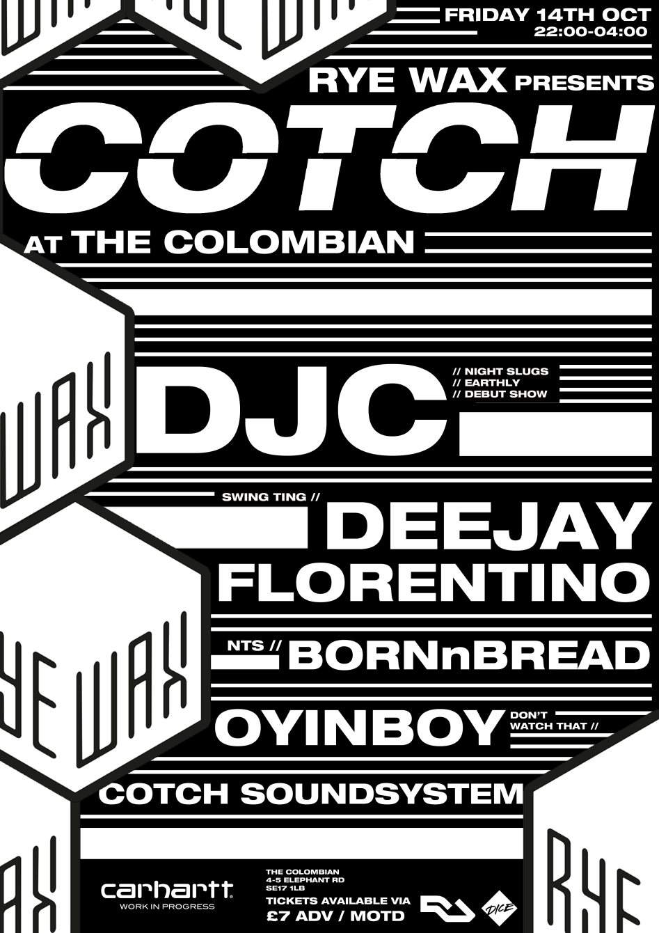 Rye Wax presents: Cotch with DJC, Deejay Florentino, Bornnbread & More ...