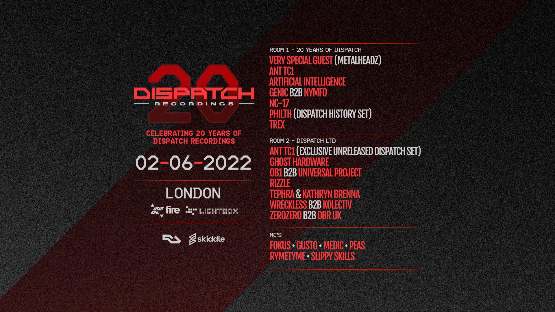 20 Years of Dispatch Recordings: London at Fire & Lightbox, London