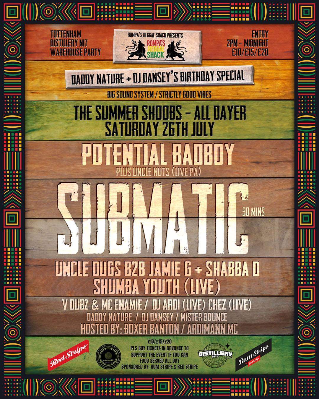 Rompa's Reggae Shack presents 'The Summer Shoobs - Birthday Special ...
