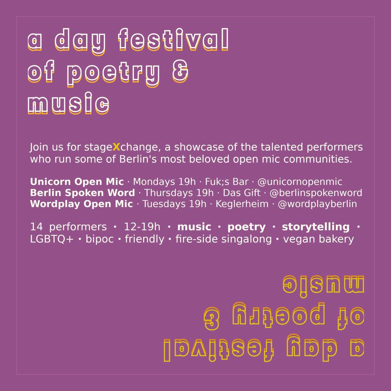 Stage X Change: Music & Poetry Showcase at TBA - Hotel Continental 87 ...