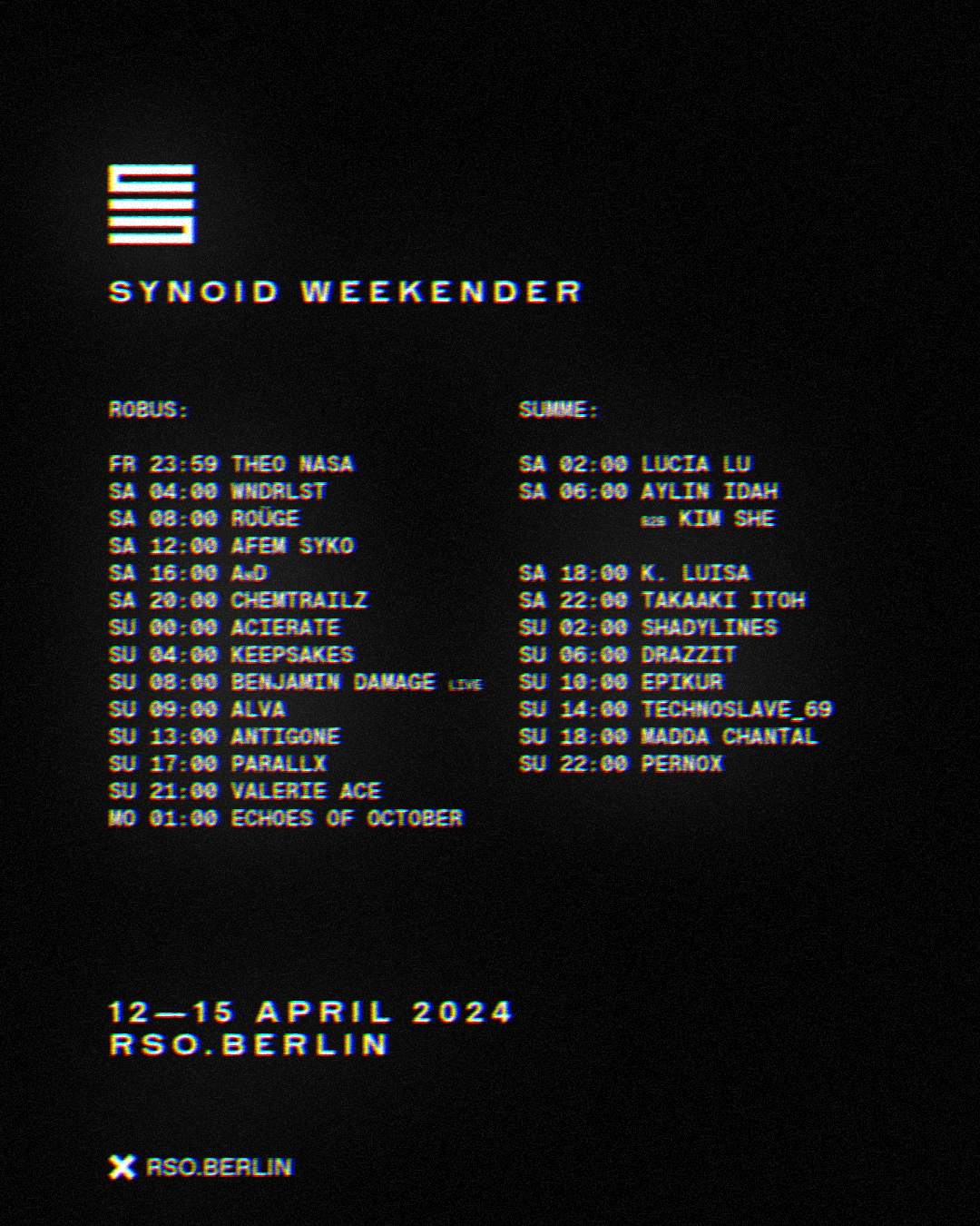 SYNOID Weekender at RSO.BERLIN, Berlin