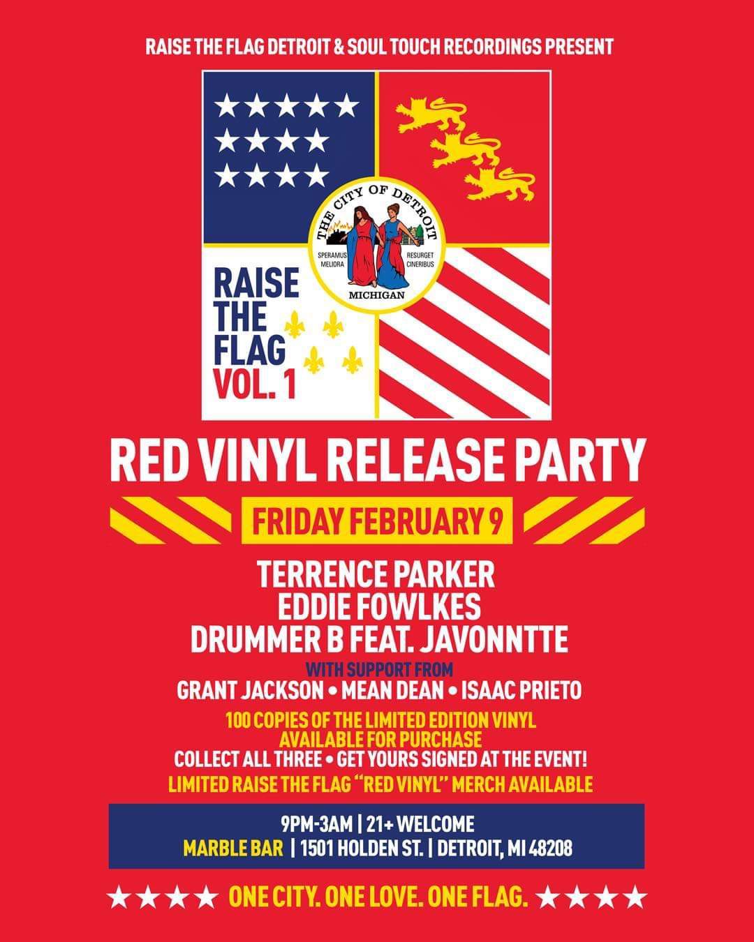 Raise the Flag Red Vinyl Release Party at Marble Bar, Detroit