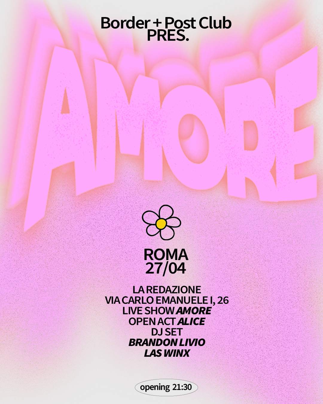 BORDER X POST CLUB: AMORE (ES), Alice, Brandon Livio, Las Winx at La ...