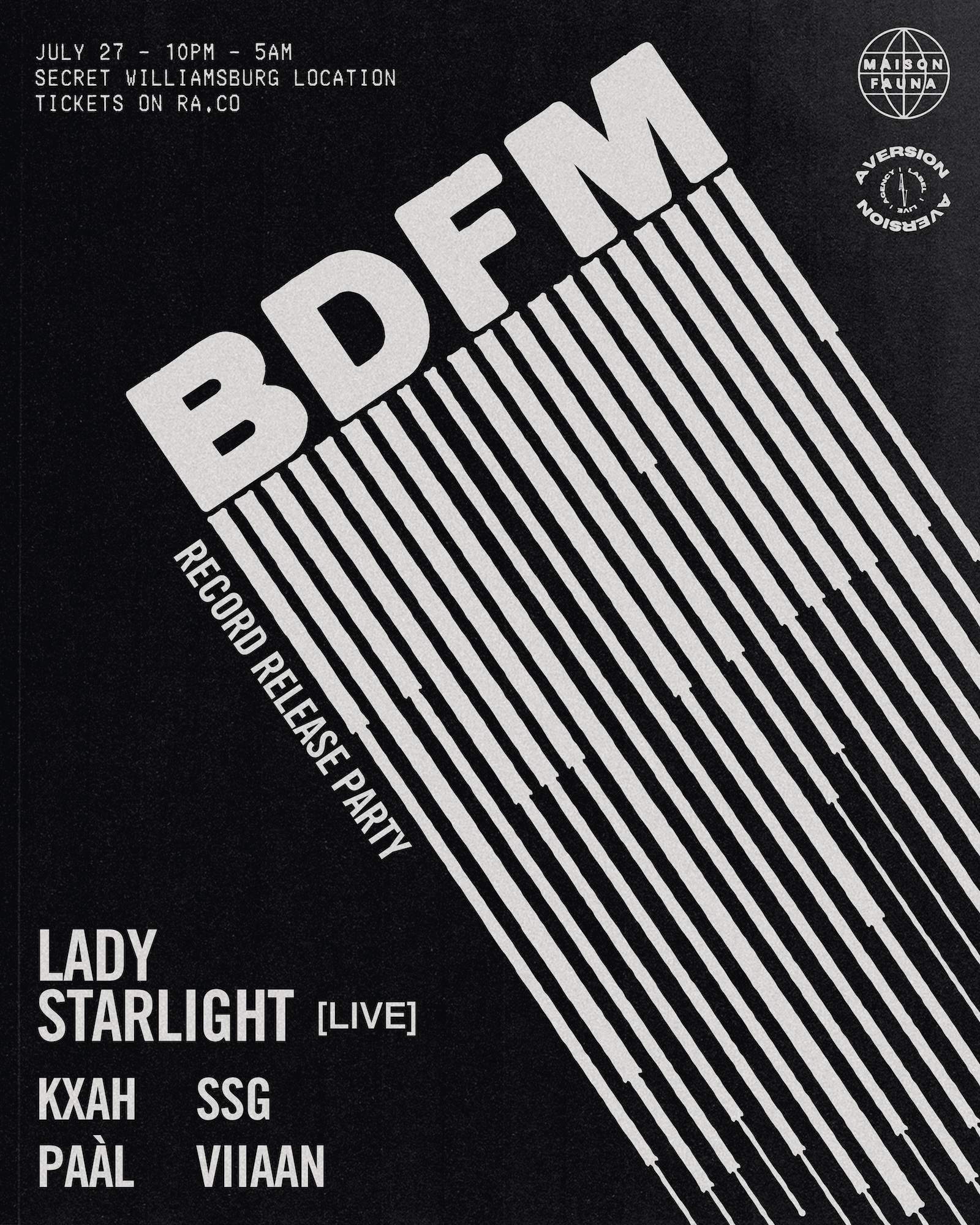 BDFM - Record Release Party with Lady Starlight [Live], KXAH, Paàl, SSG ...