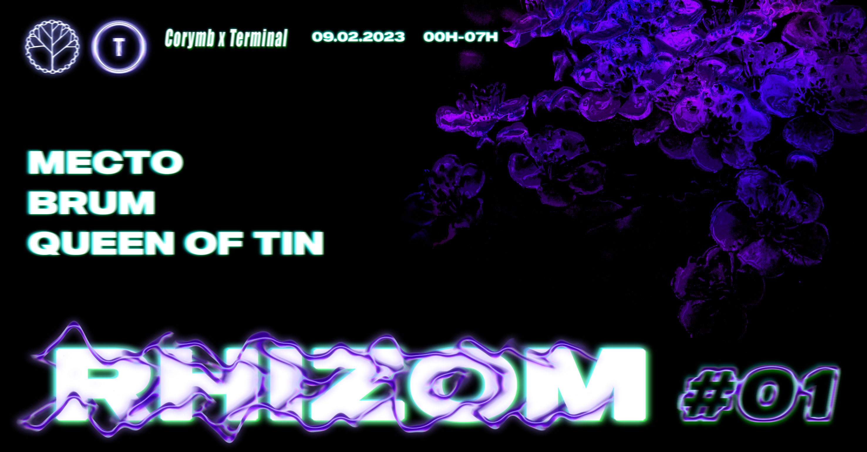 Corymb 'RHIZOM #1': Mecto, Brum, Queen of Tin at Terminal Club, Lyon