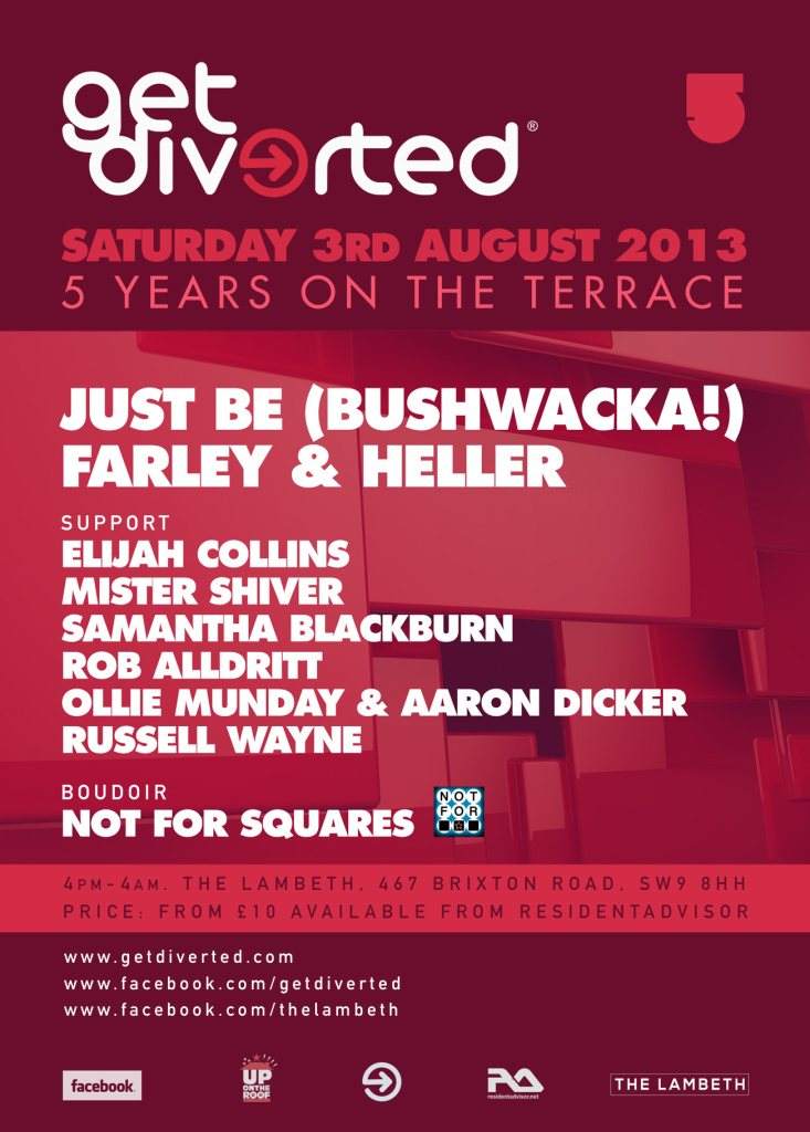 Get Diverted 5 Years on the Terrace with Just Be (Bushwacka) en The ...