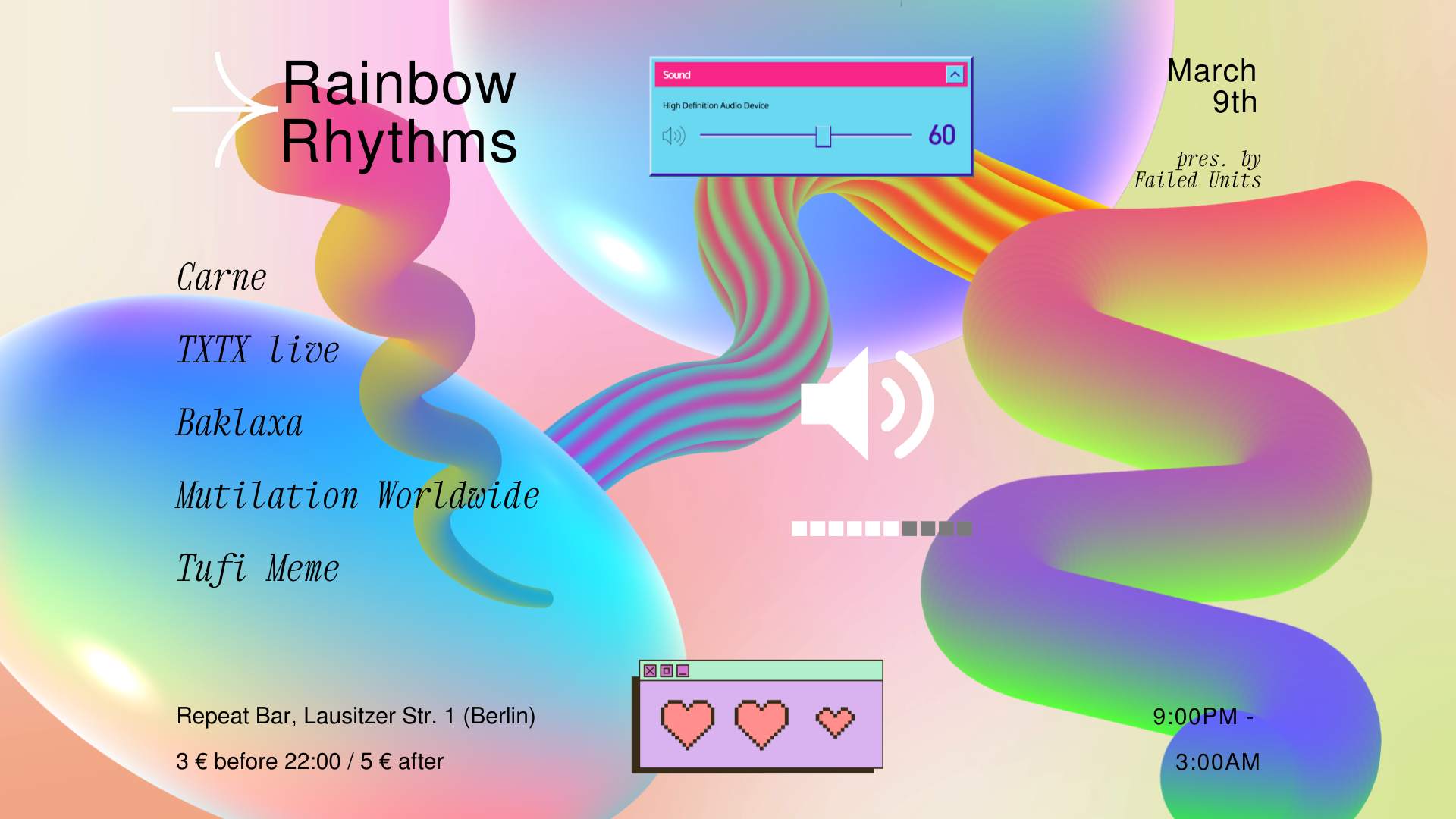 Rainbow Rhythms - a Failed Units bar rave at Repeat, Berlin