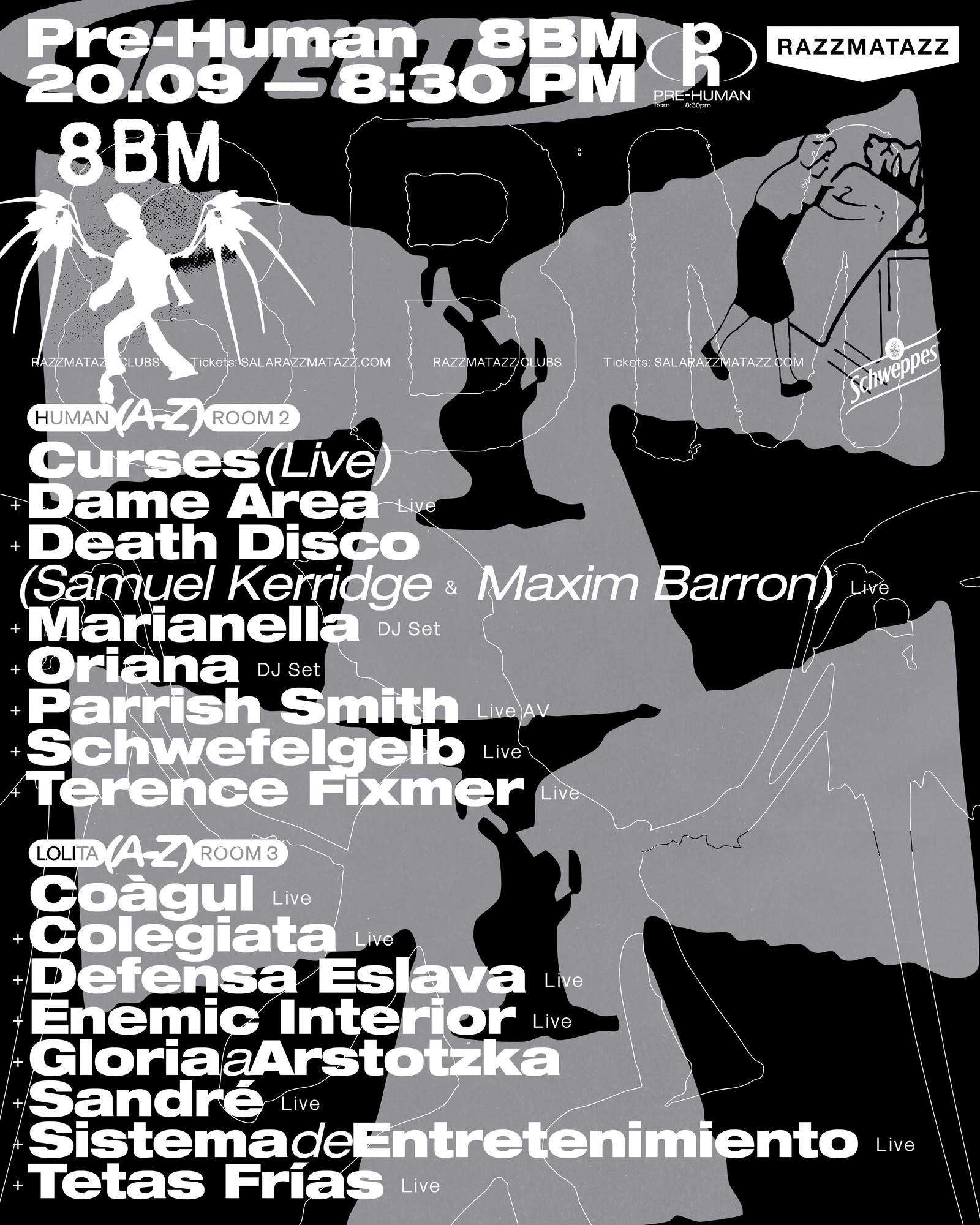 Pre-human 8BM: Curses, Dame Area, Death Disco, Parrish Smith, Schwefelgelb, Terence Fixmer at ...