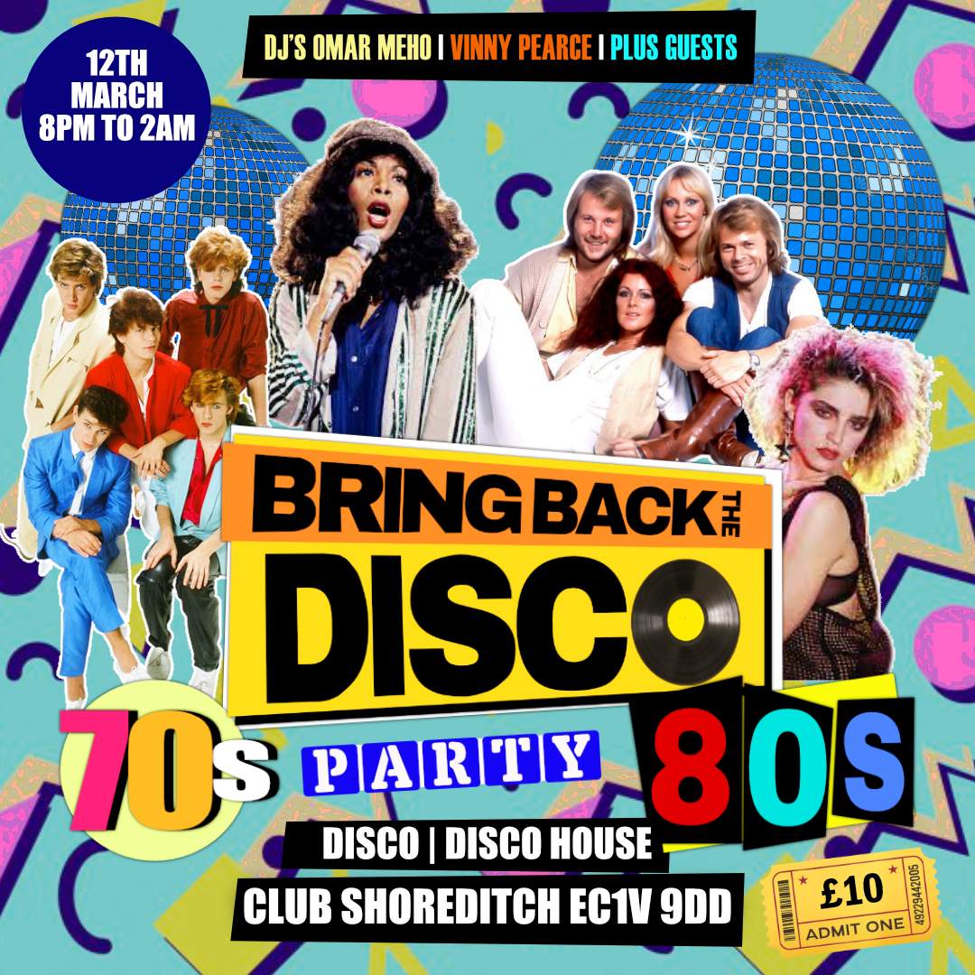 Bring Back The Disco 70s 80s Party at Club Aquarium, London