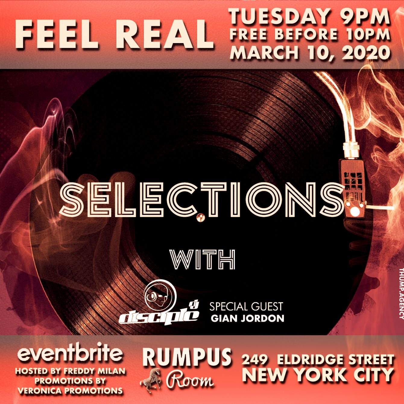 Feel Real Selections with DJ Disciple, Gian Jordan at Rumpus Room, New ...