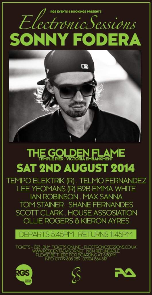 Electronicsessions Boat Party with Sonny Fodera at Temple Pier, London