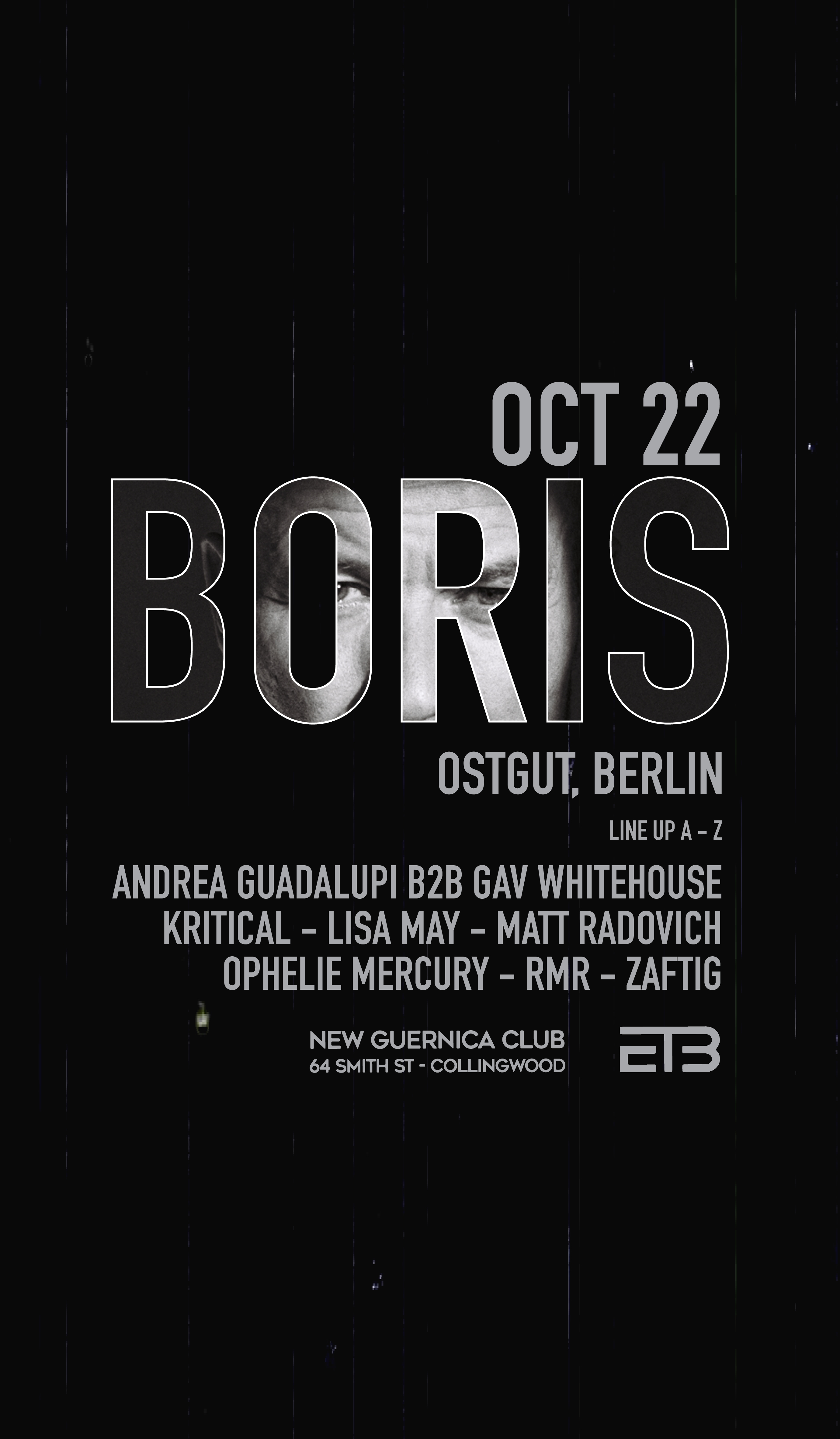 Eat The Beat presents: Boris [Ostgut - Berlin] at New Guernica, Melbourne
