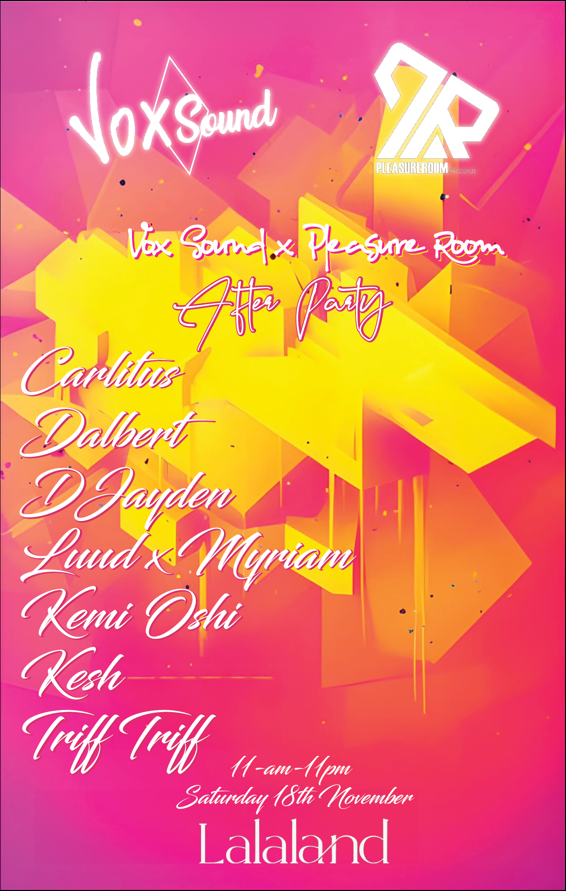 Vox x Pleasureroom Shoreditch Saturday Day Party at Lalaland, London