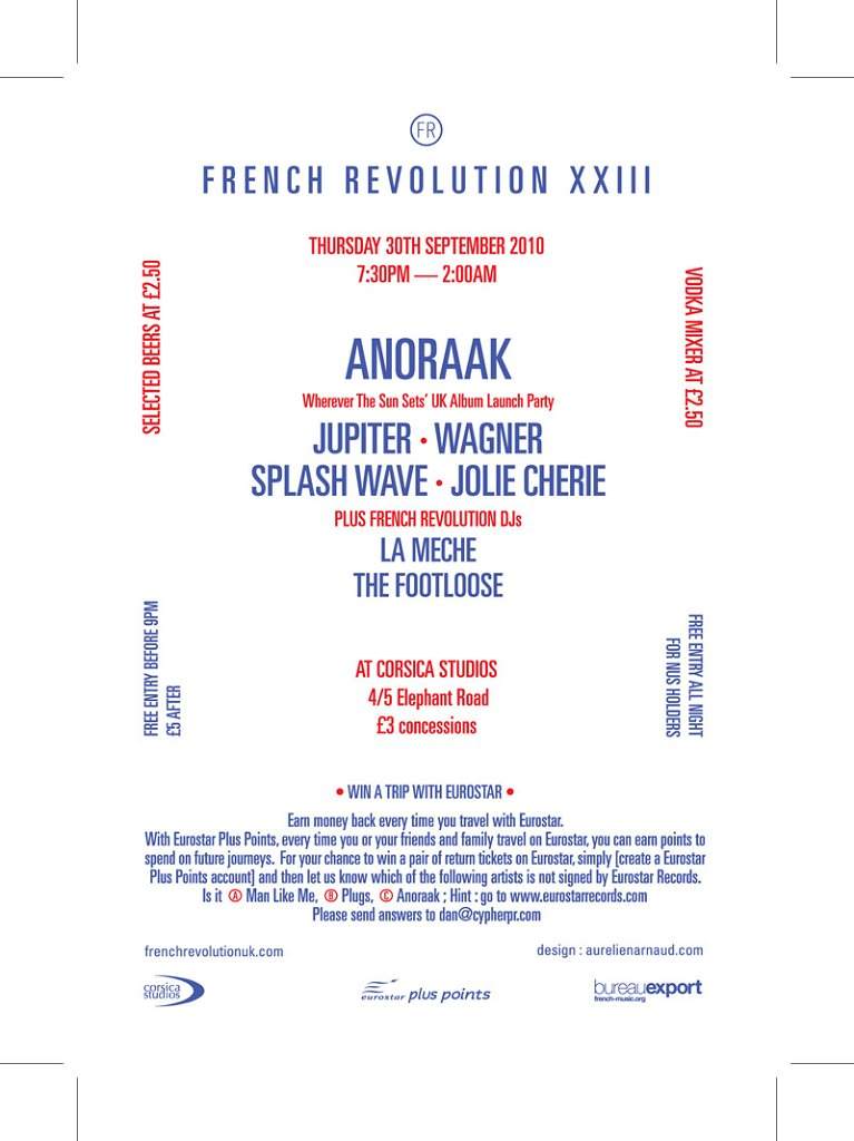 French Revolution Xxlll presents Anoraak Album Launch Party em Corsica ...