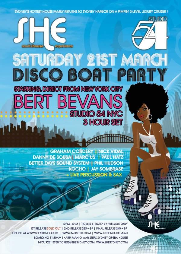 She Disco Boat Party feat Bert Bevans at Boat Party - TBA, Sydney