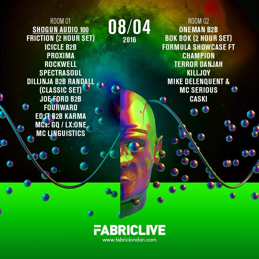Fabriclive: Shogun Audio 100 & Oneman B2B Bok Bok at fabric, London