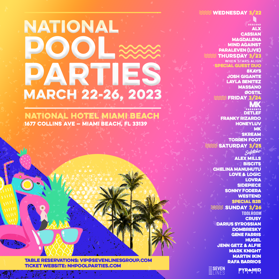 National Hotel Pool Parties All-Week Access Bands - Miami Music Week ...