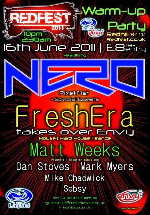Redfest Warm-Up with Nero bij Liquid & Envy, Surrey, South + East