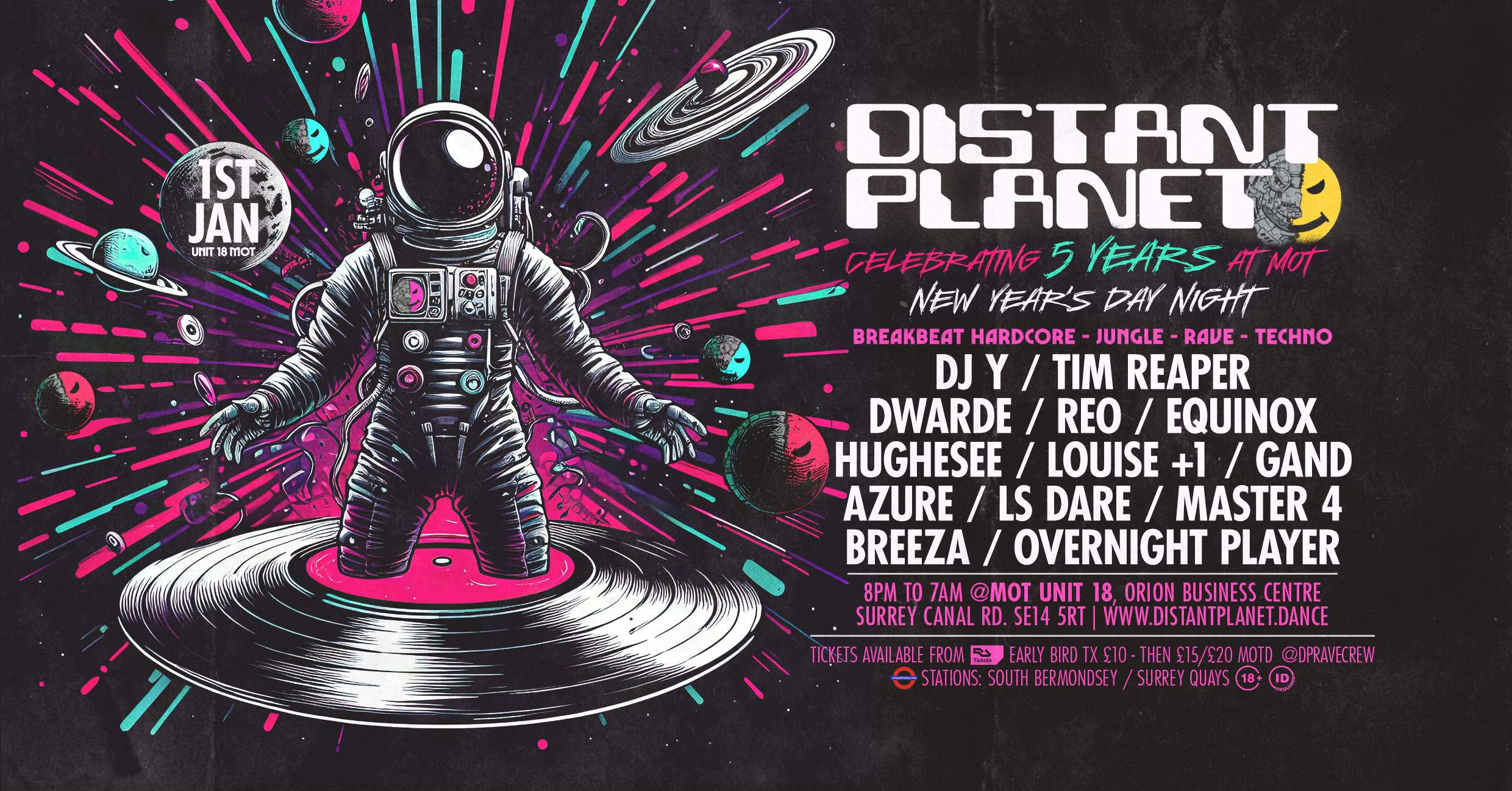 Distant Planet - New Year's Day 11 Hour Mega Rave at Venue MOT, London