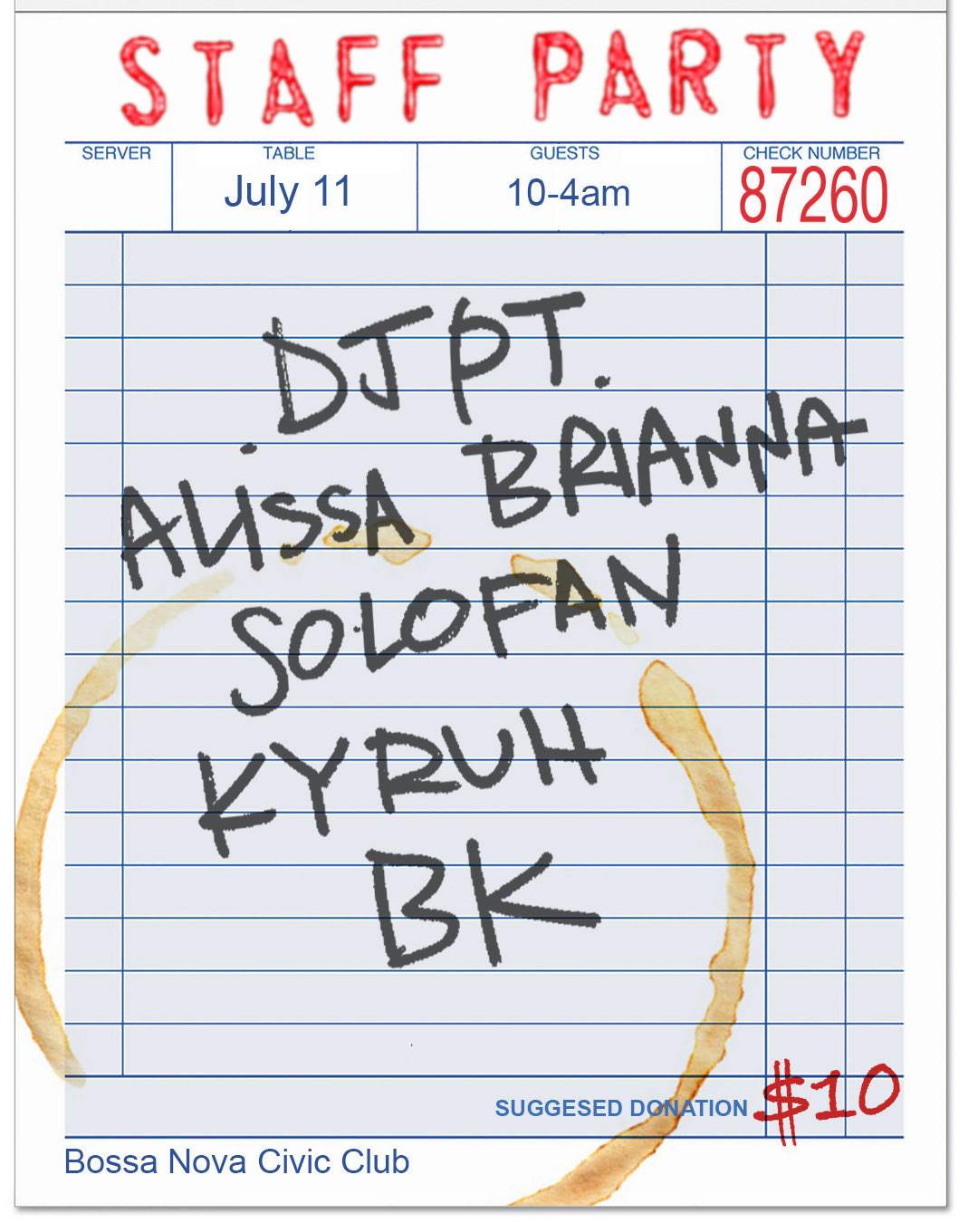 STAFF PARTY at Bossa Nova Civic Club, New York City