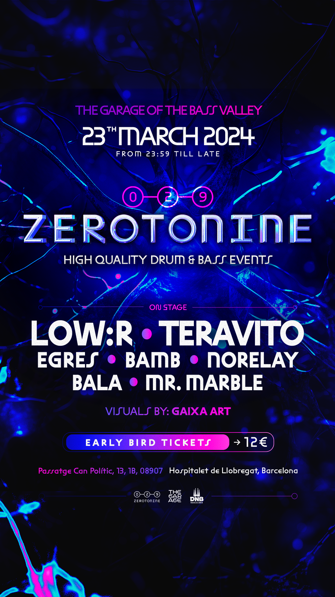 DNB Zerotonine - Low:r & Teravito at THE GARAGE CLUB BCN, Barcelona