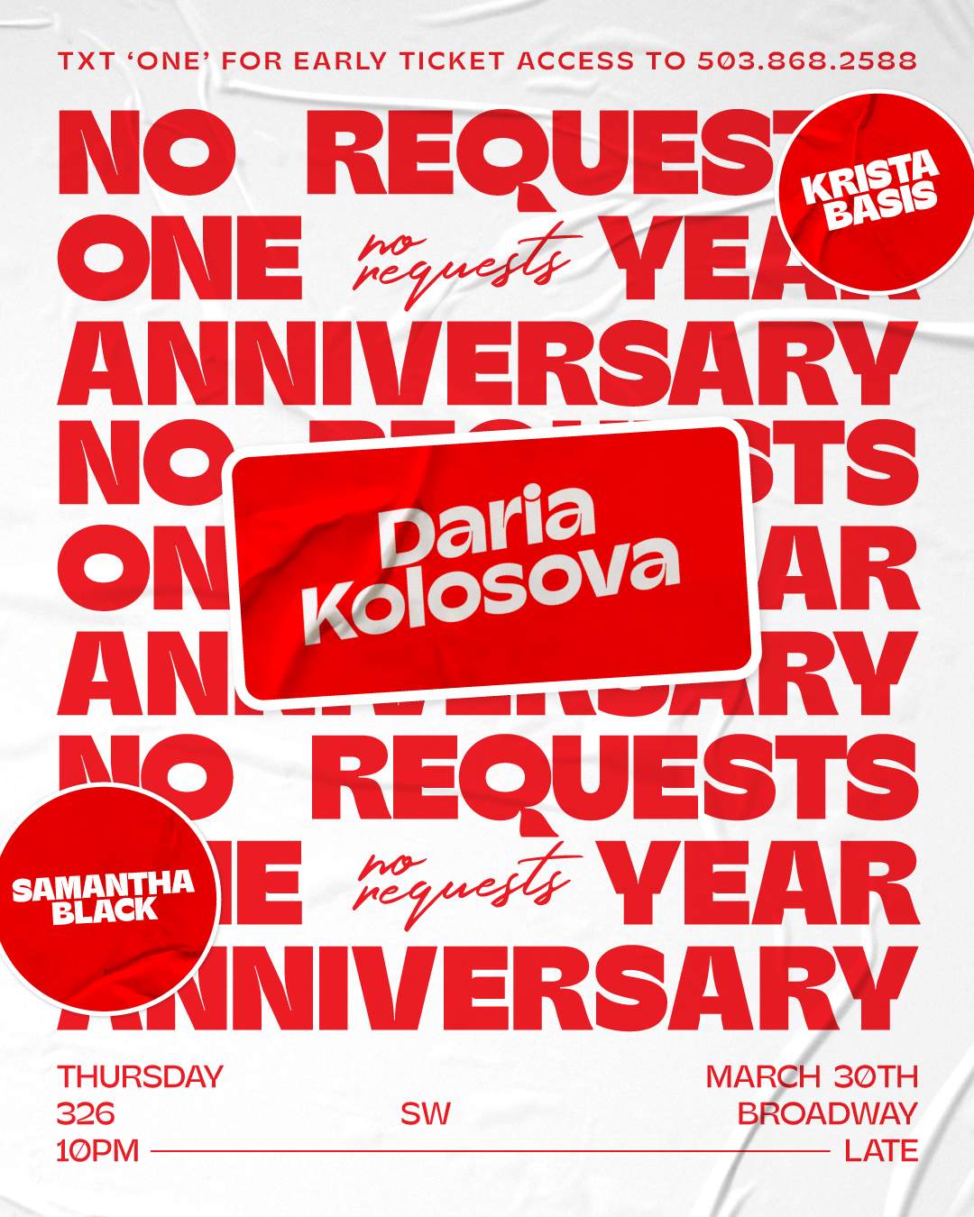 No Requests presents Daria Kolosova at No Requests, Portland