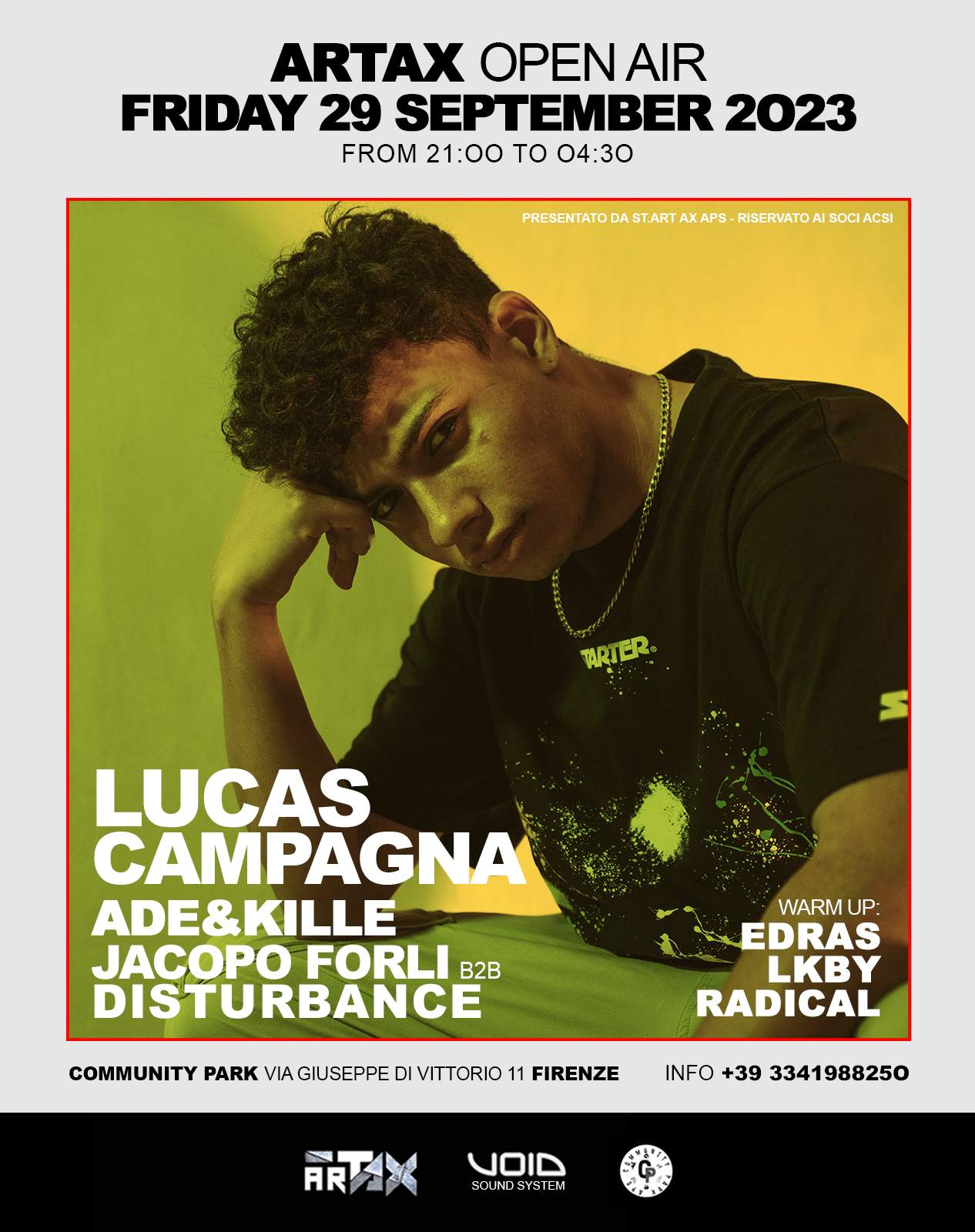 ARTAX OPEN AIR with Lucas Campagna at Community Park APS, Florence