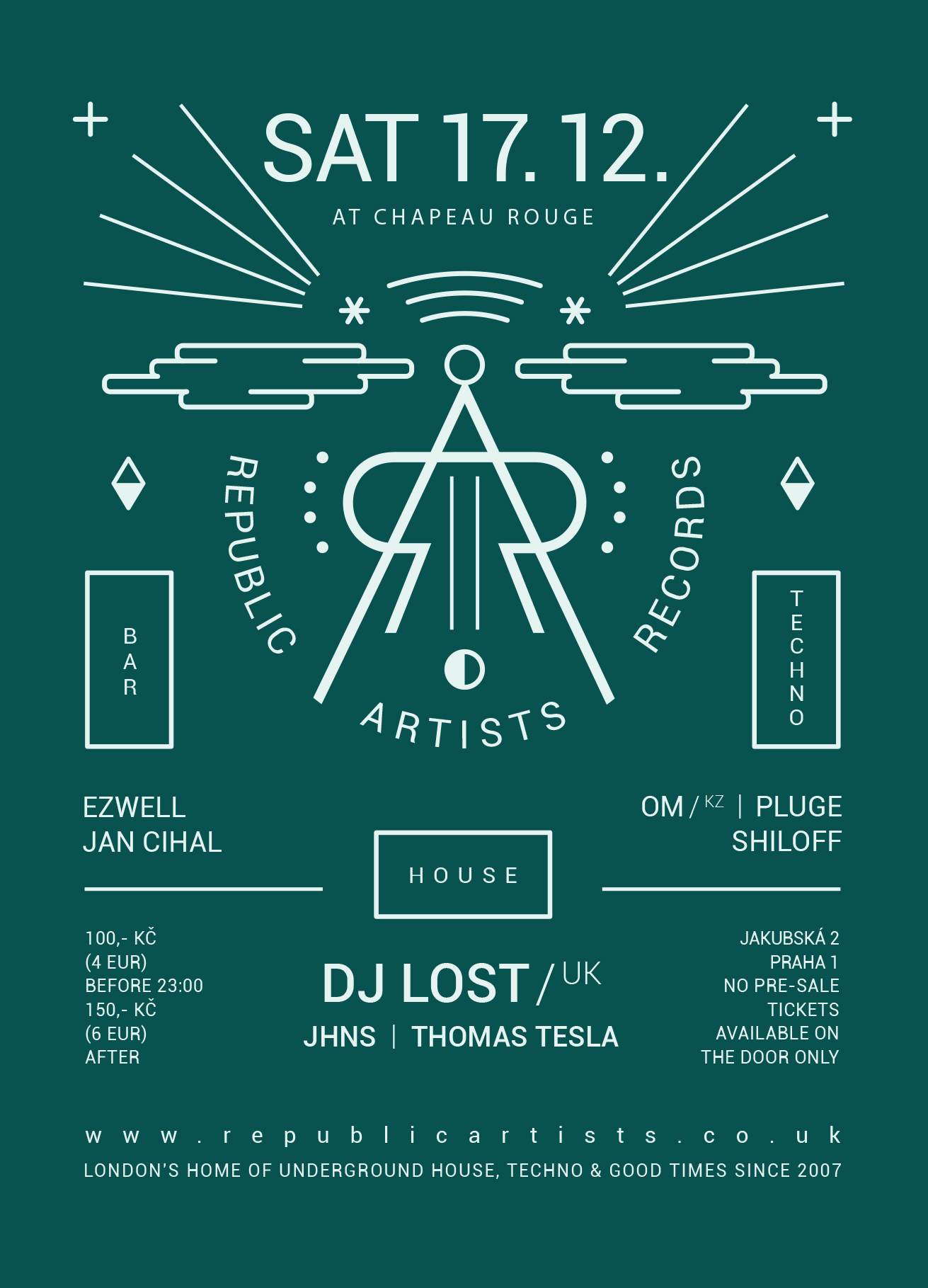 RA: DJ Lost (uk), OM, Pluge, Shiloff, Thomas Tesla, JHNS over 3 floors ...