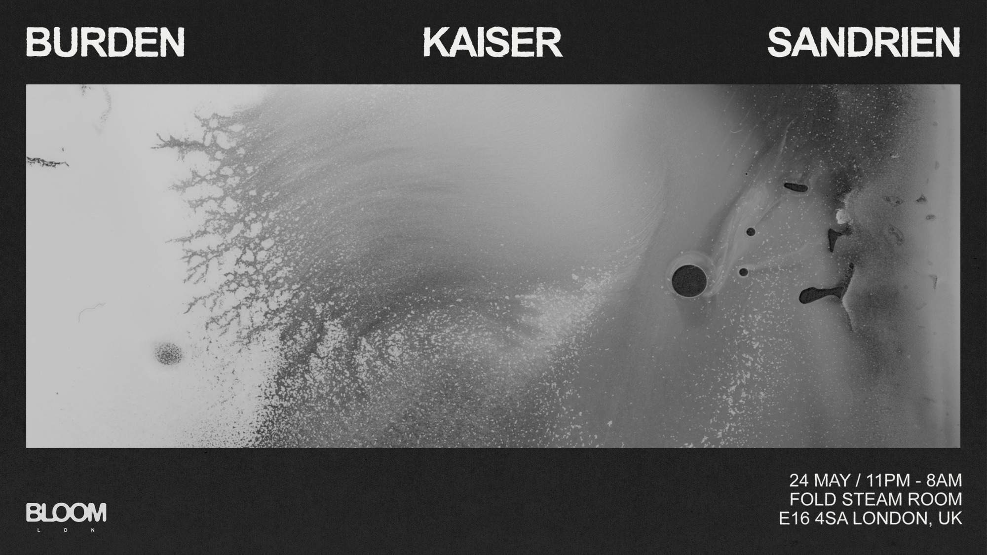 Bloom Ldn: Kaiser, Sandrien, Burden [Steam Room] at FOLD, London